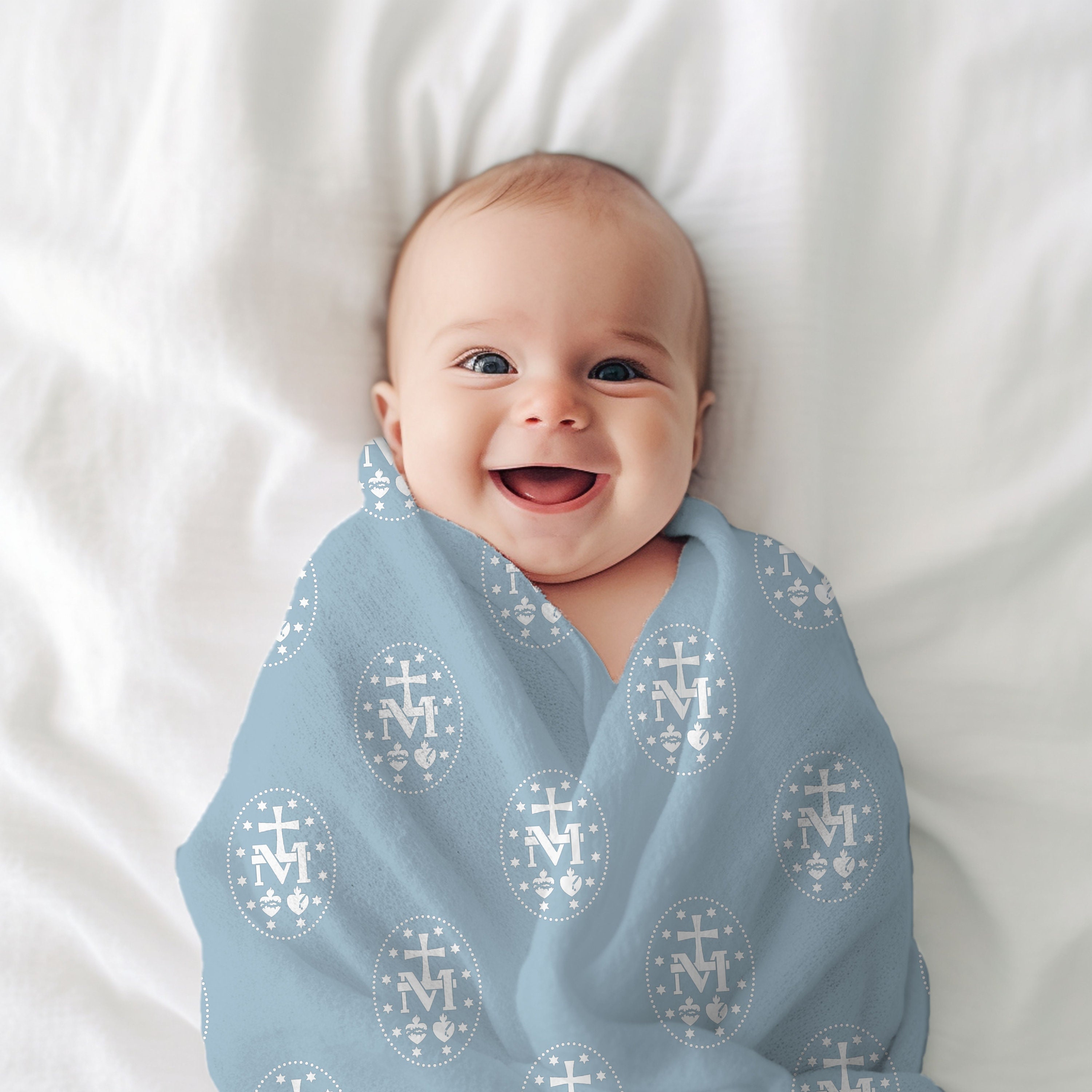Miraculous Medal Catholic Baby Swaddle, Catholic Blanket, Catholic Baby ...