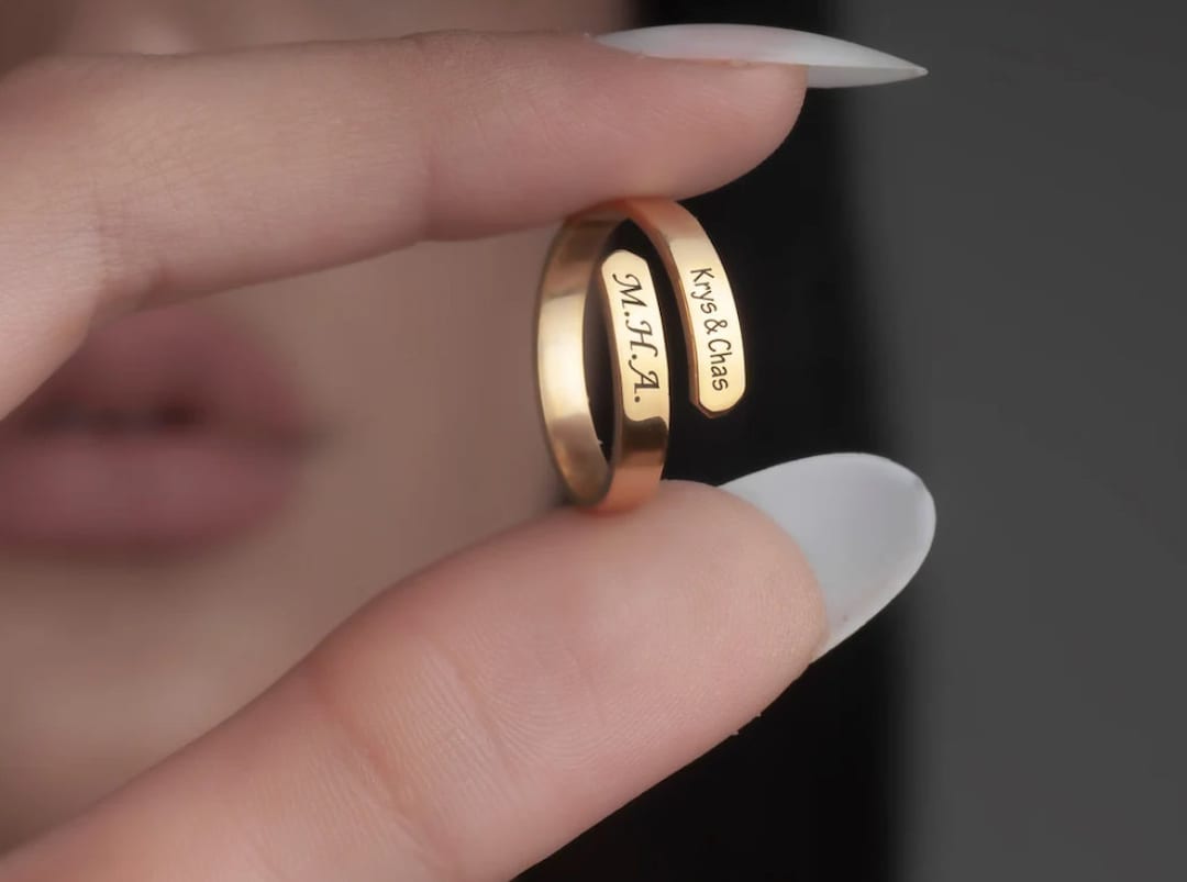 14K Gold Double Name Ring Two Name Ring in Sterling Silver - Etsy