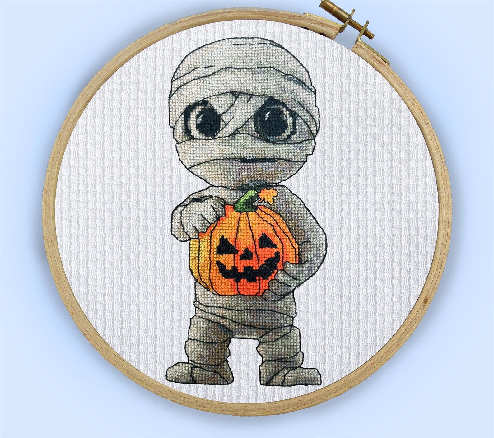 Mummy and a Pumpkin Cross Stitch Pattern - Etsy