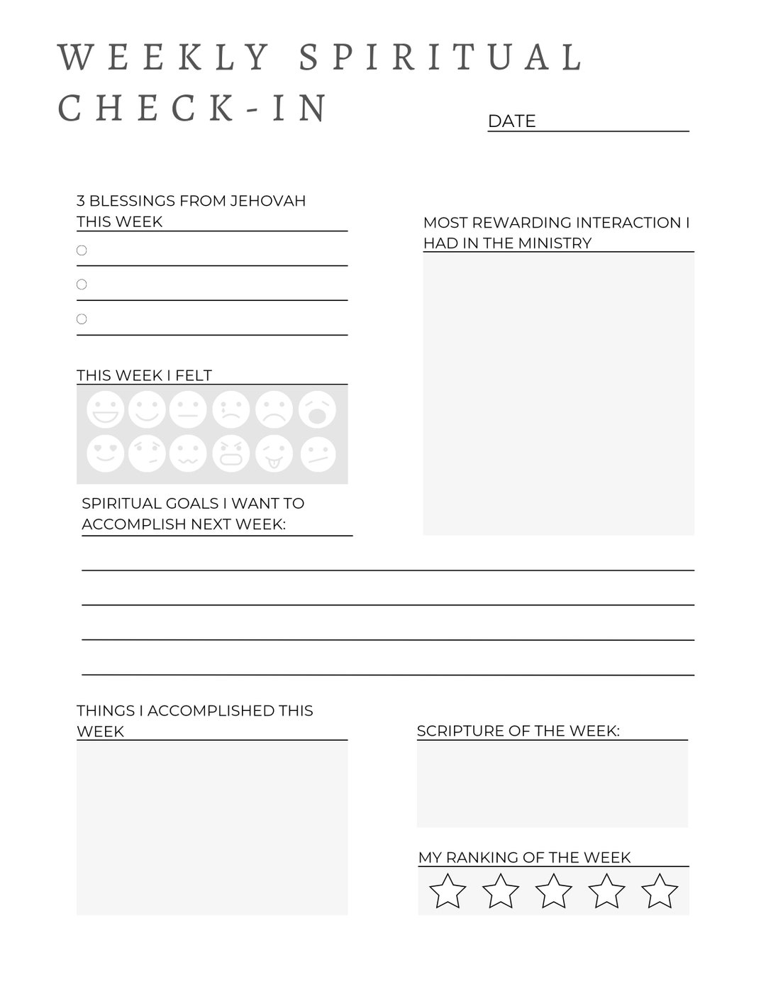 JW Weekly Spiritual Check-in - Etsy