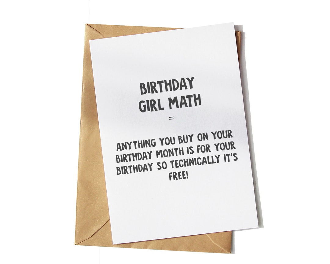 Girl Maths Birthday Card Funny Greeting Card Yo Crackers - Etsy UK