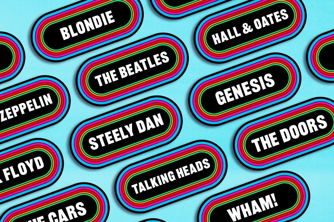 Music Rainbow 60/s70s/80s/ Band Stickers Vintage Styled Music Sticker ...