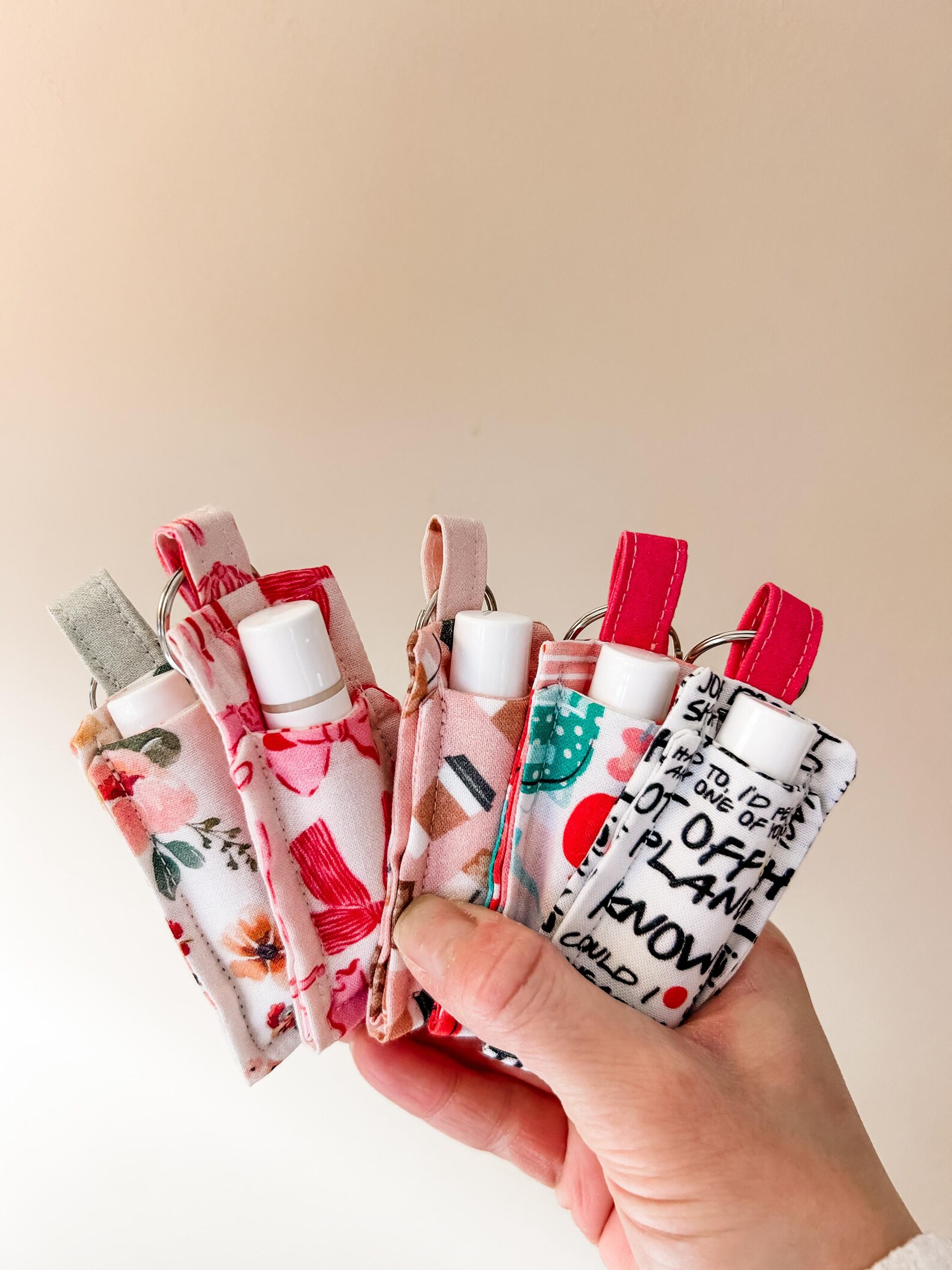 Fabric Lip Balm Holder With Keychain Purse Organization Lip Balm Pouch ...