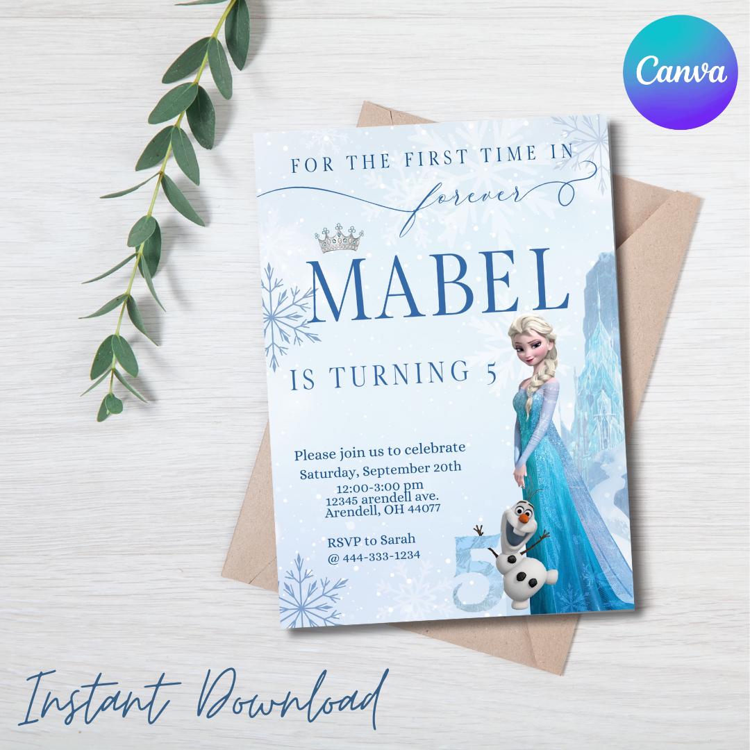 Editable Elsa Invite Digital Frozen Party Invitation Custom Frozen ...