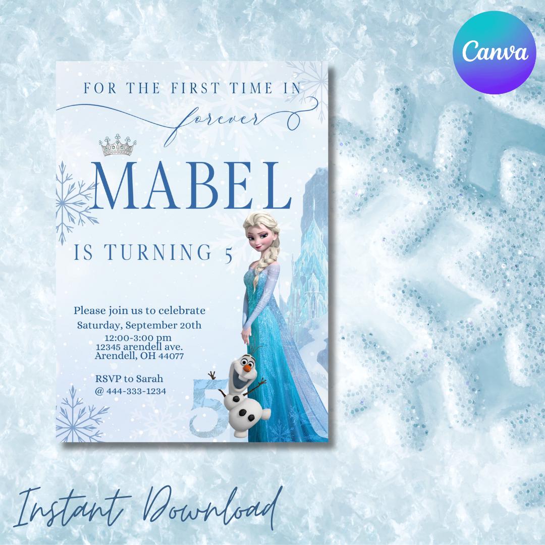Editable Elsa Invite Digital Frozen Party Invitation Custom Frozen ...