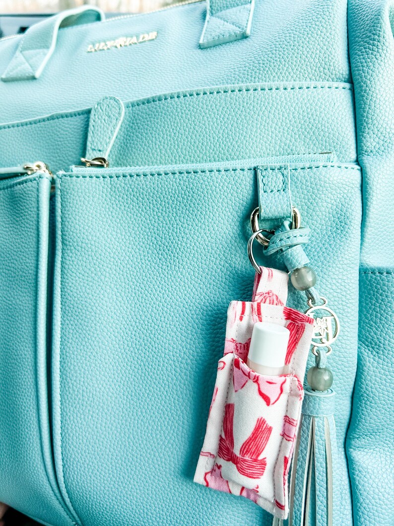 Fabric Lip Balm Holder With Keychain Purse Organization Lip Balm Pouch ...