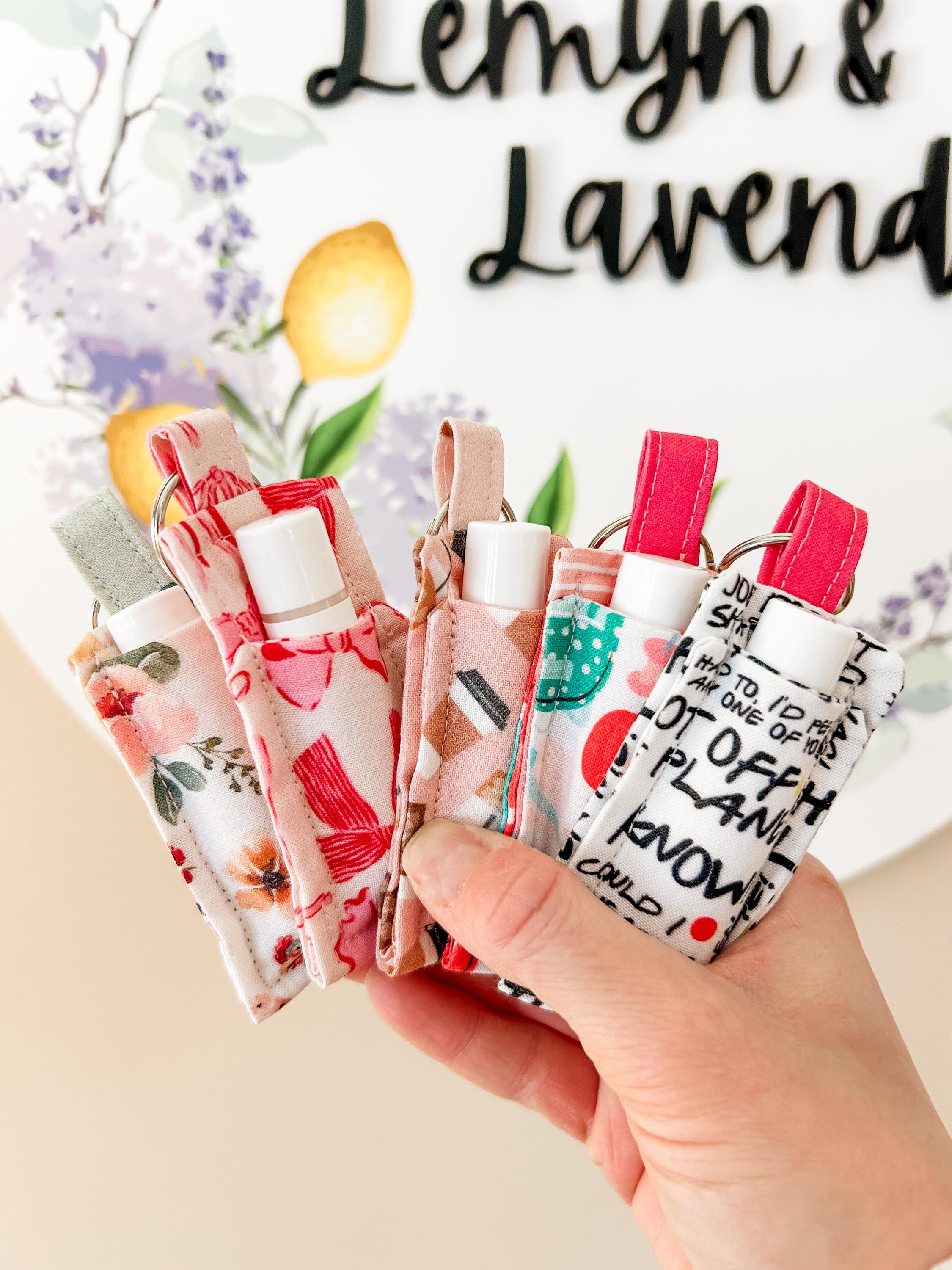 Fabric Lip Balm Holder With Keychain Purse Organization Lip Balm Pouch ...