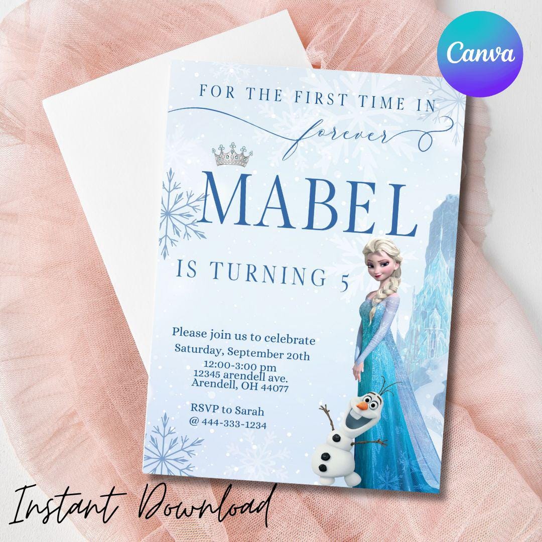 Frozen Birthday Invitation, Elsa and Anna Party Printable, Olaf Party ...
