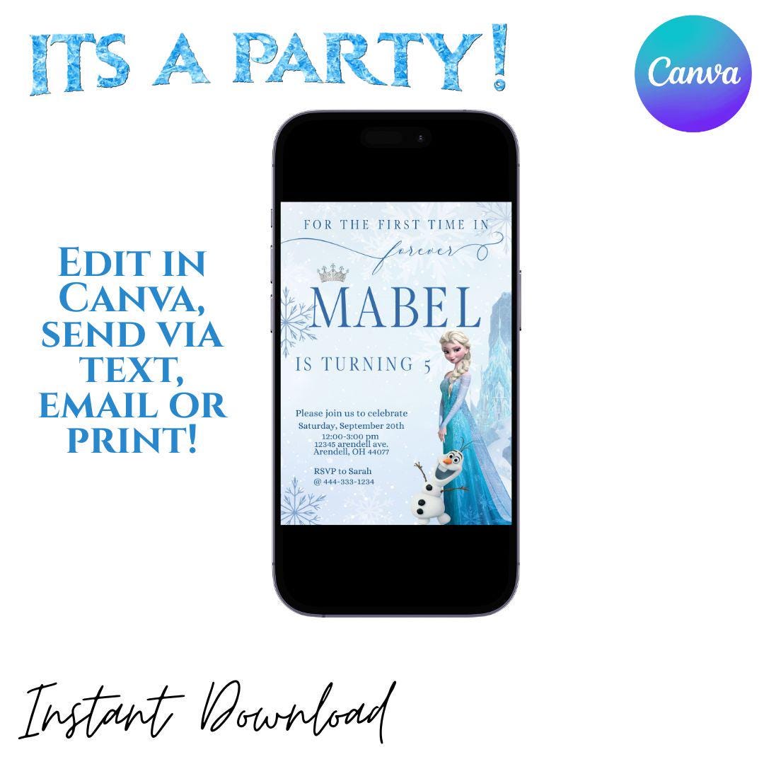 Frozen Birthday Invitation, Elsa and Anna Party Printable, Olaf Party ...