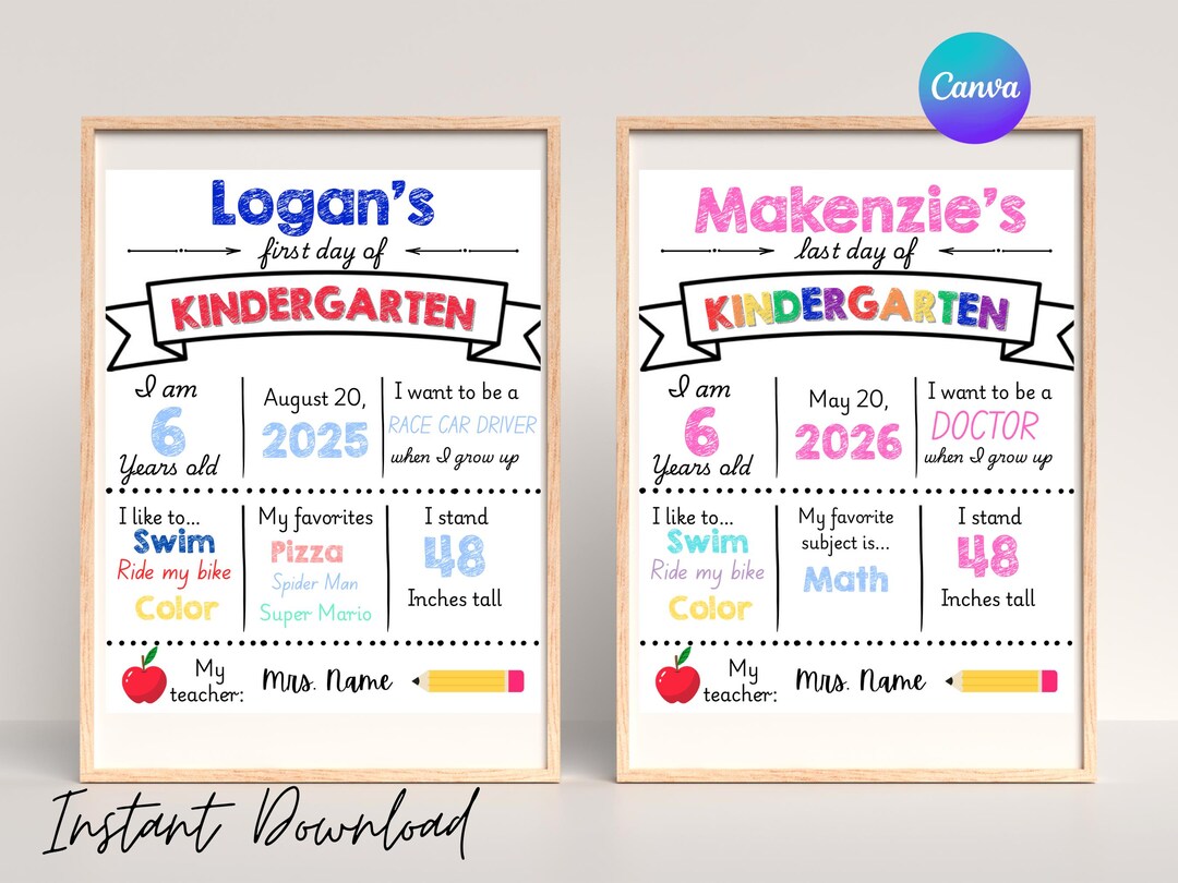 School Sign Editable Template for First and Last Day of School ...