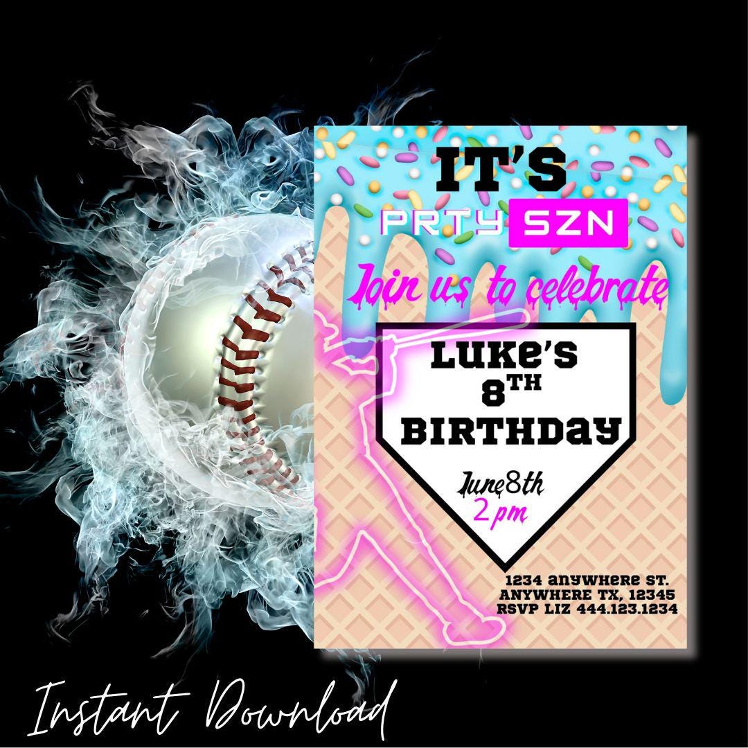 Baseball Invitation Birthday, Digital Printable Party Invite, Editable ...
