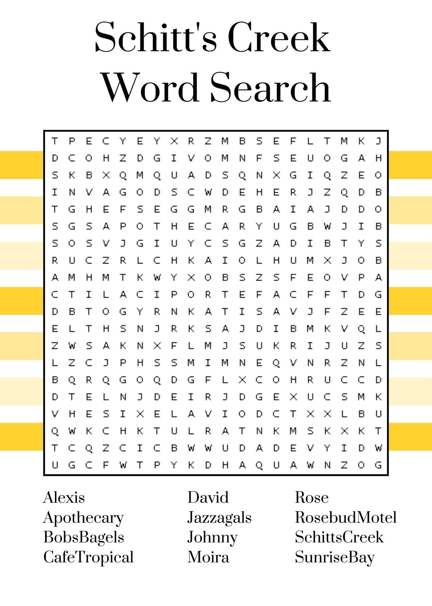 Schitt's Creek Word Search || Instant Download || Schitt's Creek Party ...