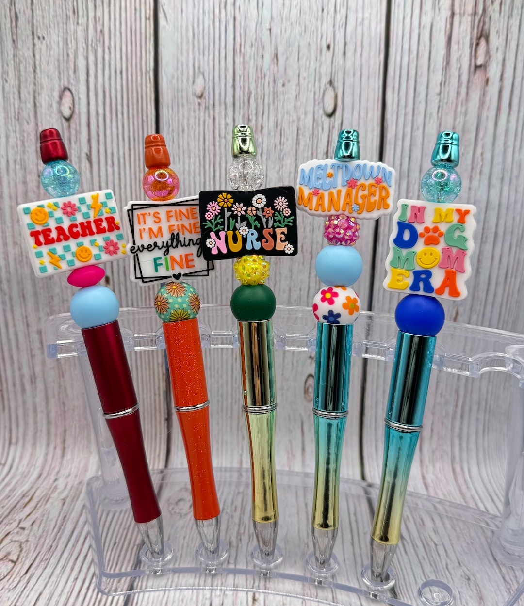 Custom Beaded Pens. Silicone Beaded Pens. Nurse Pen. Teacher Pen. Mama ...