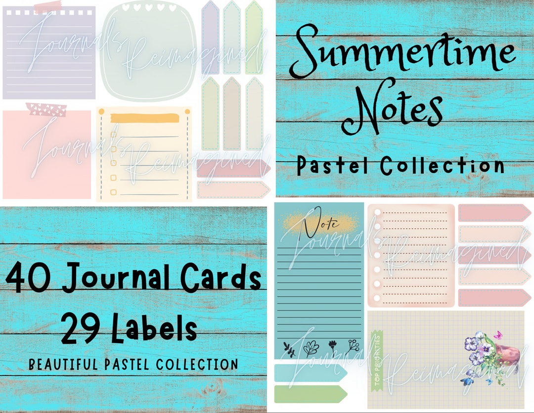 Summertime Notes ~ Pastel Collection ~ Journal Cards and Labels, Floral ...