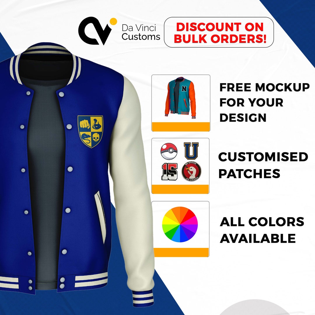 Kids Unisex Personalised Varsity Jacket, Kids Name , Number Varsity ...