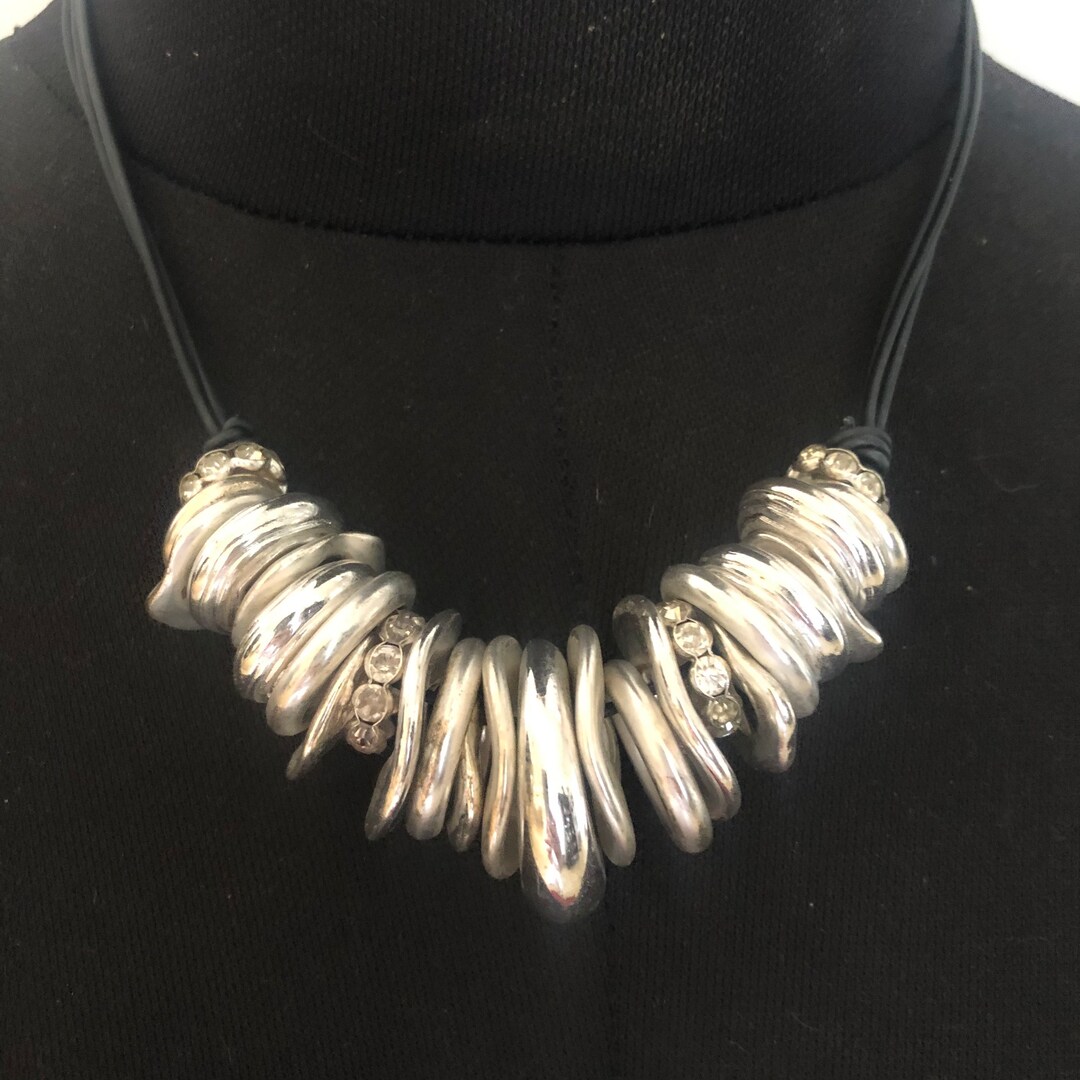 Vintage Chicos Chunky Choker Necklace Silver Multi Discs - Etsy