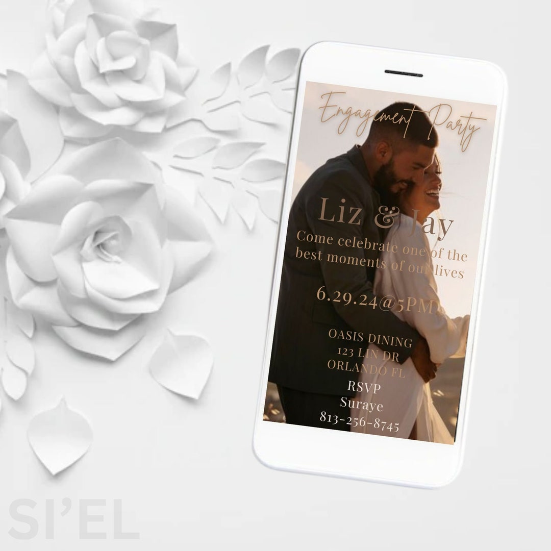 Digital Engagement Party Invitation, Cellphone Engagement Invite ...