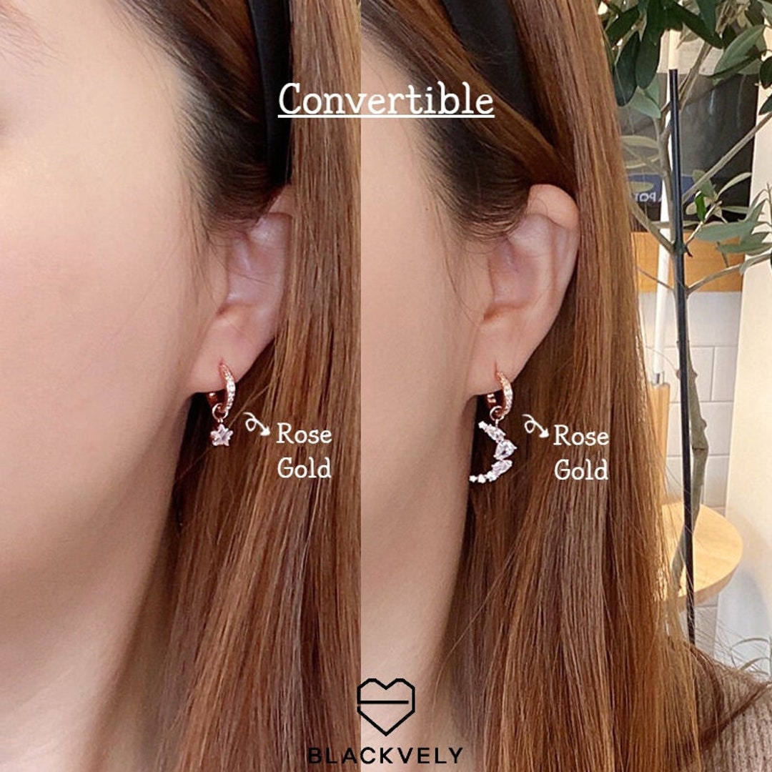 Convertible Earrings, Korean Piercing Pushback, Kpop Style Earrings ...