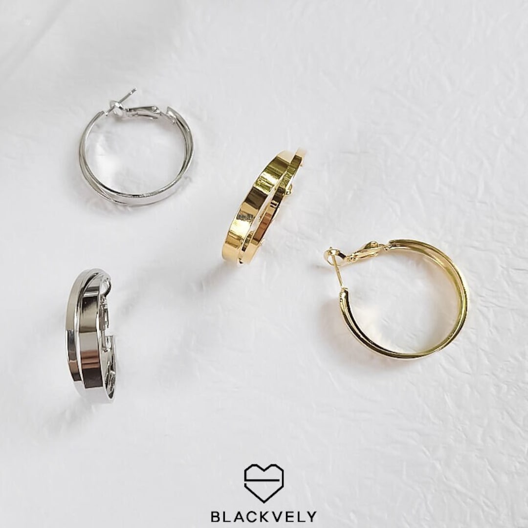 Concentric Hoop Earrings, English Lock Earring, Korean Piercing Kpop ...