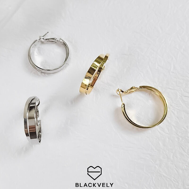 Concentric Hoop Earrings, English Lock Earring, Korean Piercing Kpop ...