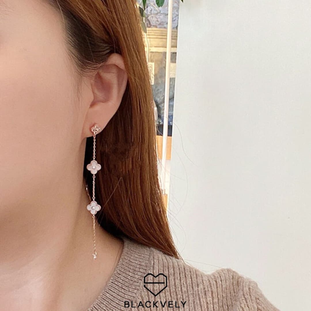 Kpop Style Earrings, Kpop Flowers Pearly Petals, Korean Piercing ...