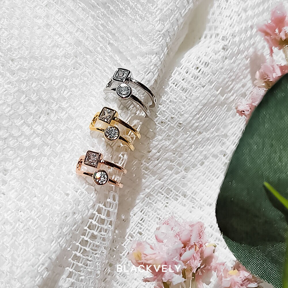 Double Band Ear Cuffs Korean, Size Adjustable Ear Cuffs, No Pierce Kpop ...