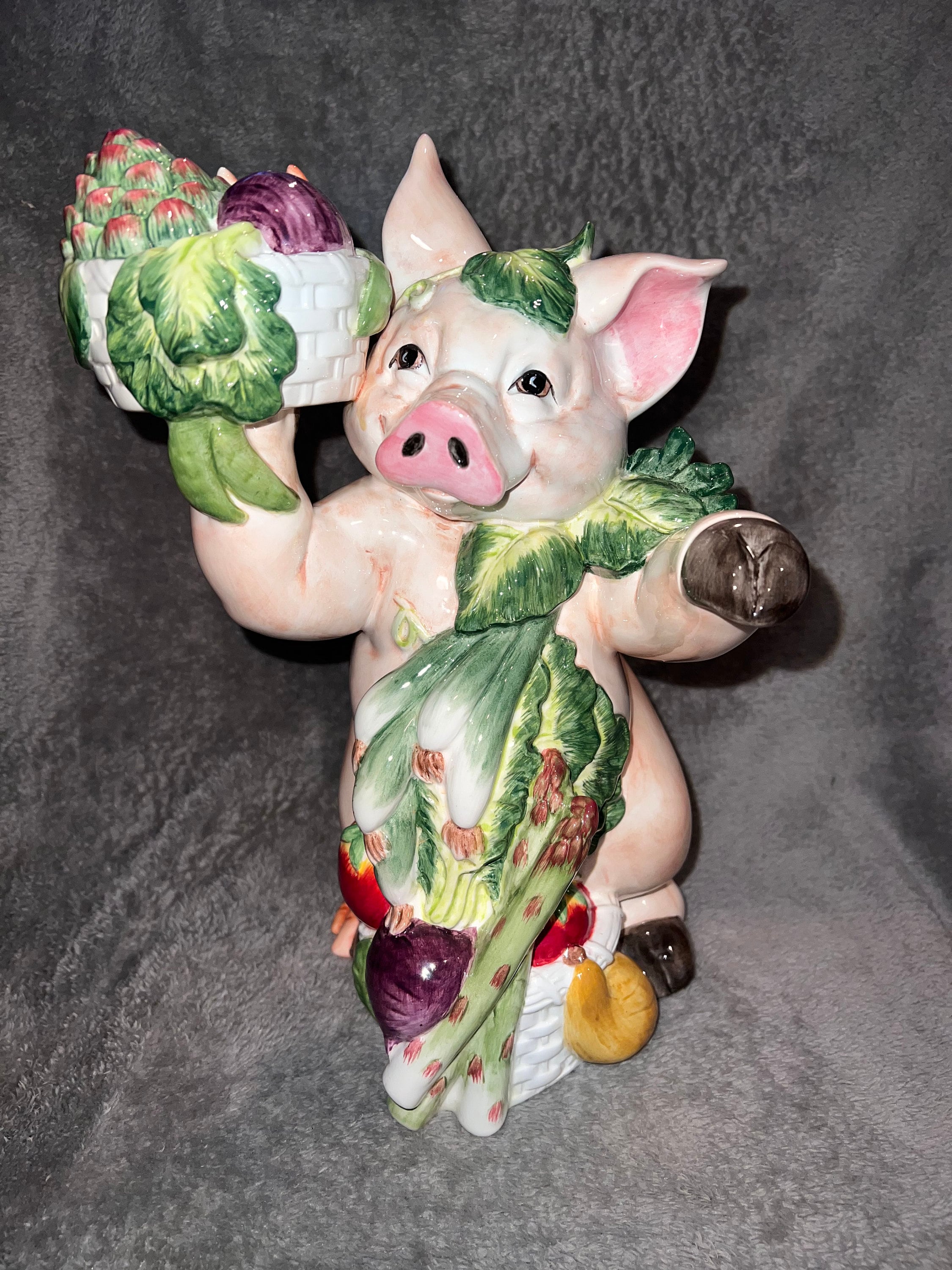 Fitz and Floyd Essential Percy the Pig Figurine RARE 12” Majolica ...