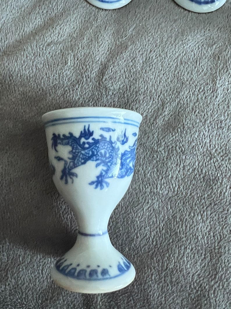 Jingdezhen Chinese Sake Wine Set Blue White Porcelain Ceramic Pottery ...