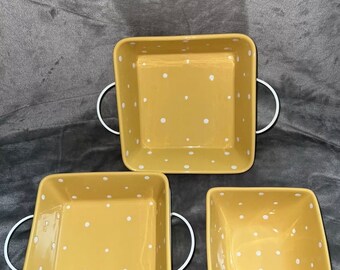 Temptations Ovenware Yellow Polka Dot 5 Piece Bakeware Casserole Dish ...