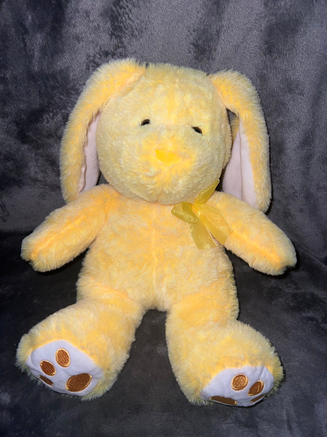 Walmart Hugfun Swirl Yellow Bow Easter Bunny Rabbit Plush Stuffed ...