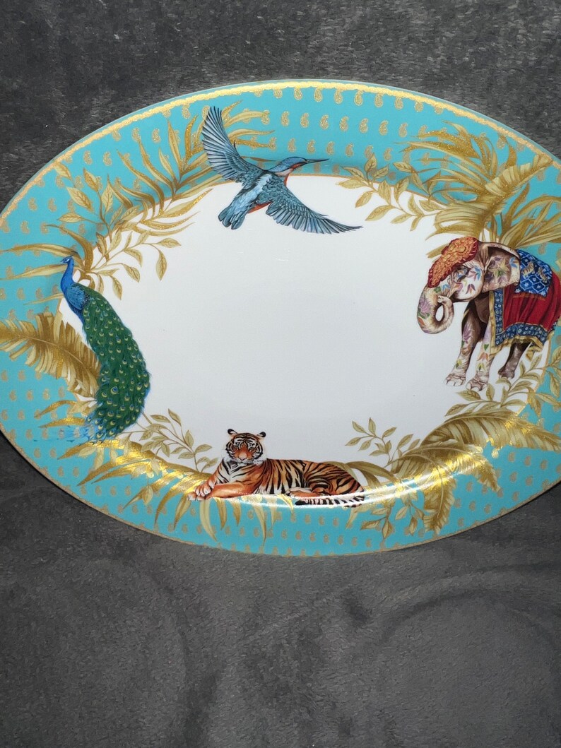 Williams Sonoma Thai Raj Serving Platter Elephant Peacock Tiger Bird ...