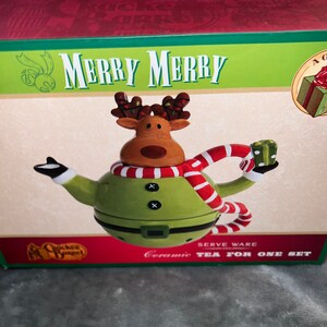 Merry Merry Cracker Barrel Ceramic Tea for One Set Christmas Gift ...