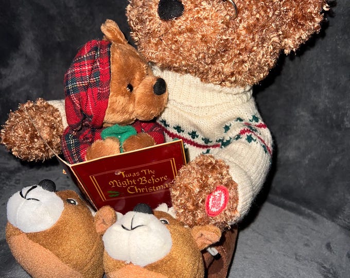 Animated Plush Story Telling Bear Twas the Night Before Christmas Avon ...