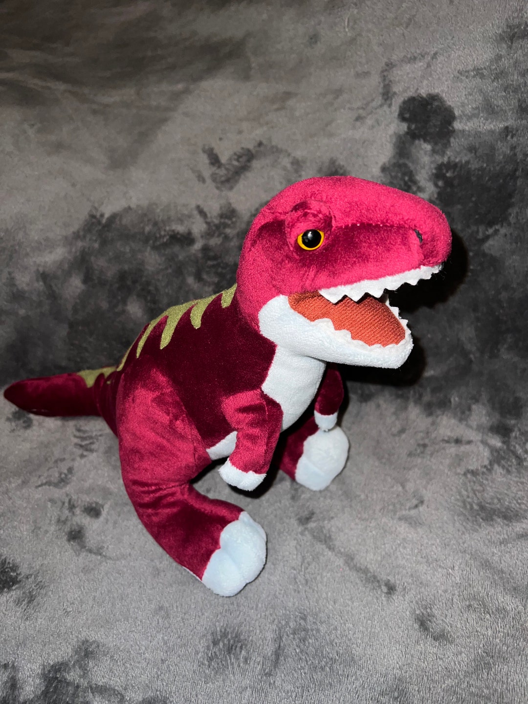 Wild Republic Dinosaur Tyrannosaurus Rex T-rex Soft Plush Burgandy Red ...
