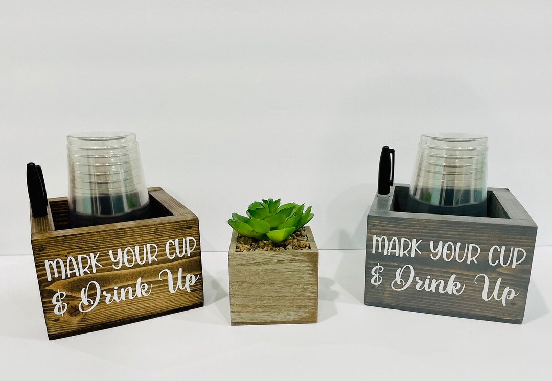 Wooden Cup Holder Party Cup Dispenser Mark Your Cup and Drink up Party ...