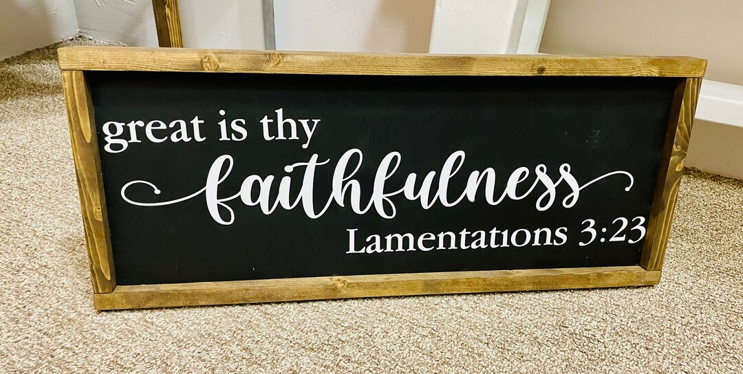 Scripture Sign, Christian Decor, Great is Thy Faithfulness Sign ...