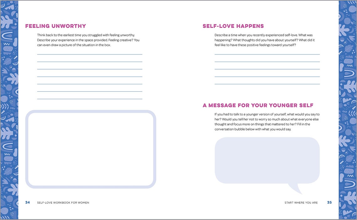 Self Love Workbook For Women Release Self Doubt Build Etsy