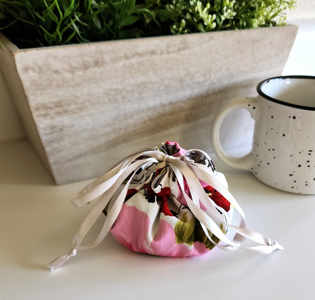 Jewelry Pouch With Satin Ribbon Drawstring and Sheer Pockets, Wedding ...