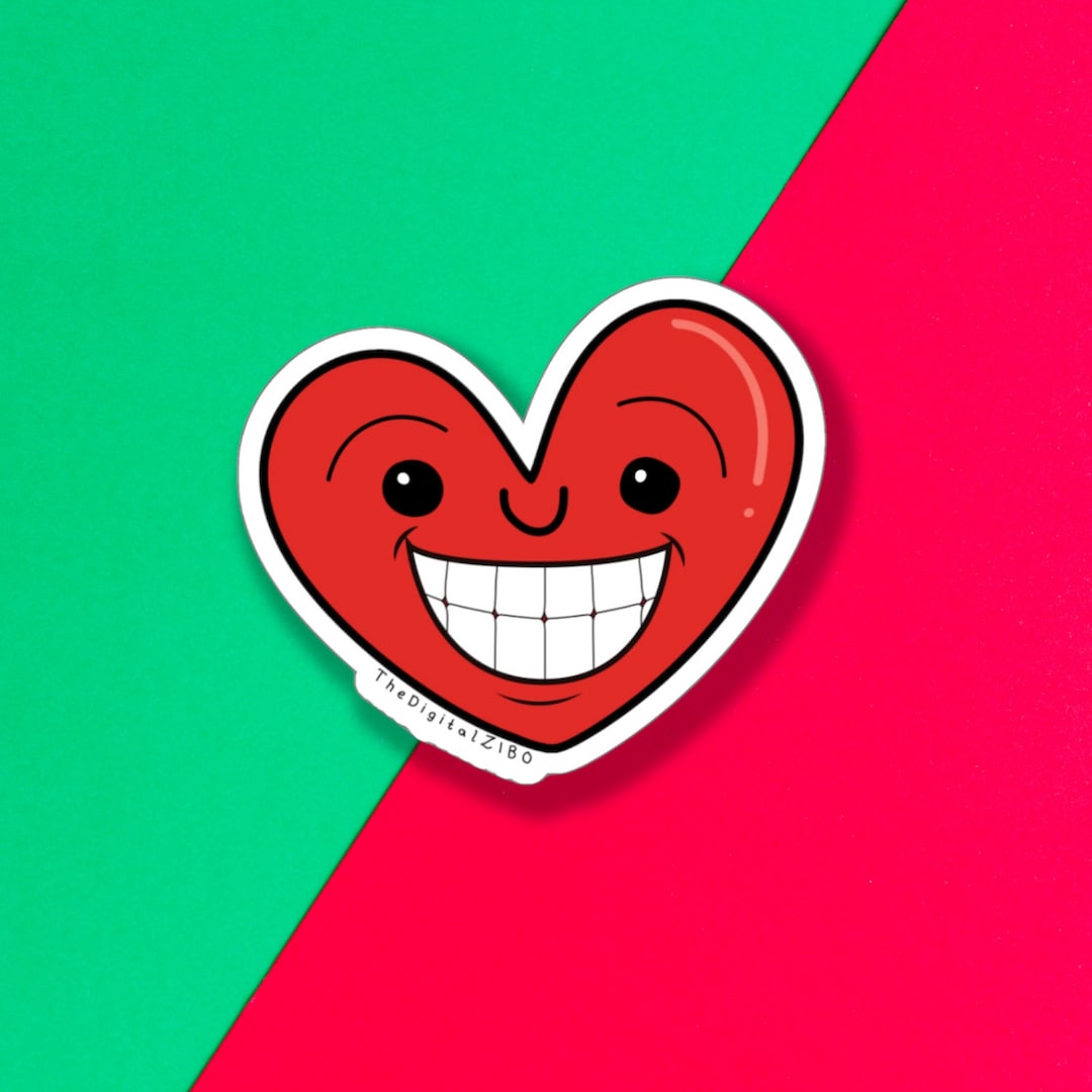 Smile Face Heart Vinyl Sticker Kiss-cut Stickers 2, 3, 4, 6 - Etsy