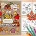Happy Fall Minimalist Cozy Easy Digital Coloring Autumn Leaves Pumpkin ...