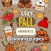 Happy Fall Minimalist Cozy Easy Digital Coloring Autumn Leaves Pumpkin ...
