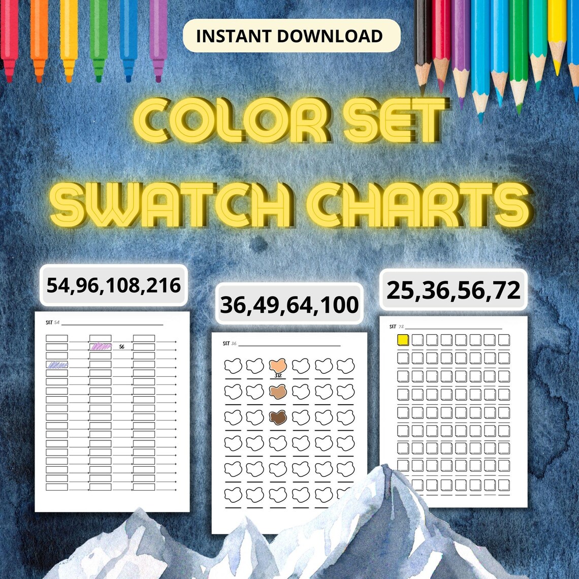 Blank Color Swatch Charts Printable Color Palettes for Coloring Markers ...