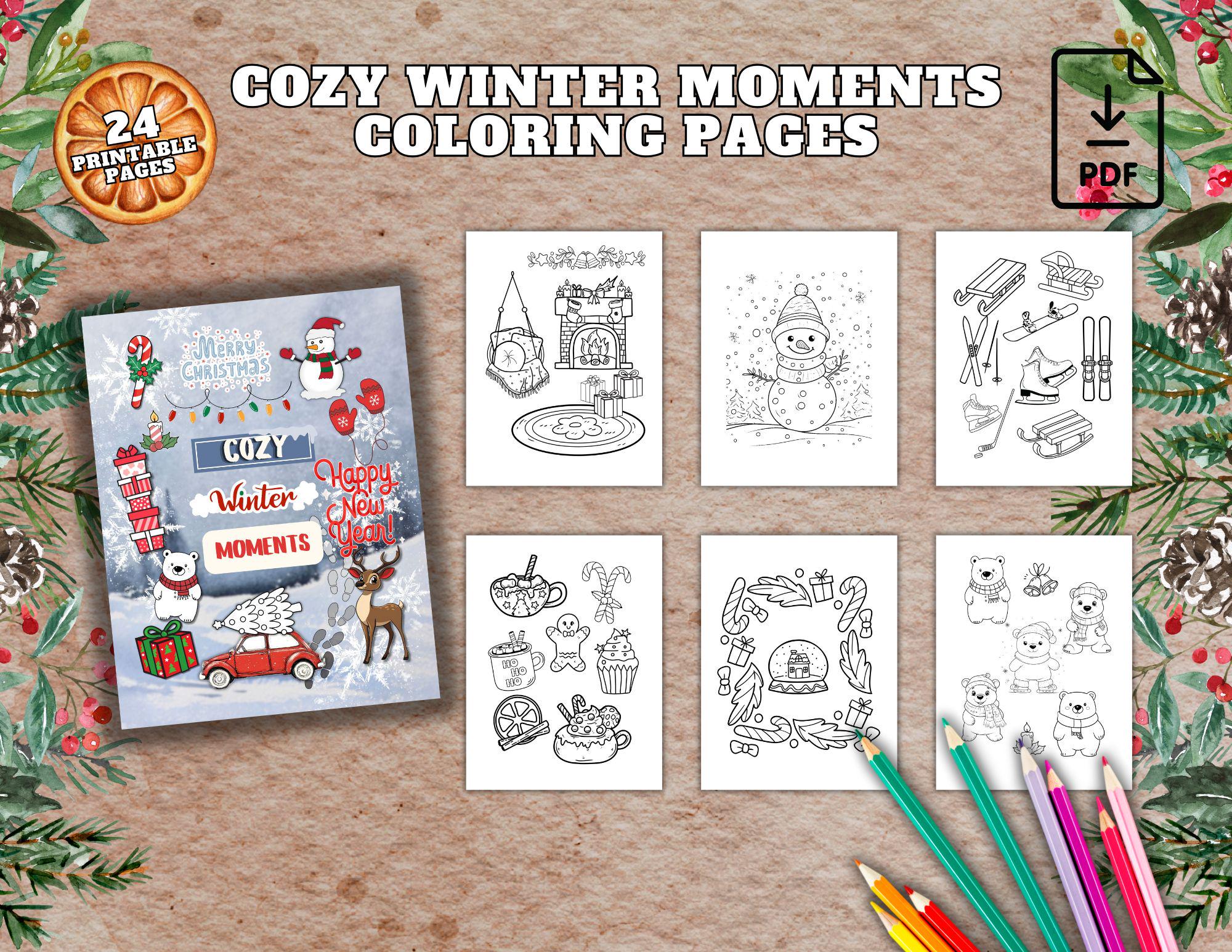 Digital Download Coloring Festive Pages Cozy Winter Moments for Adults ...
