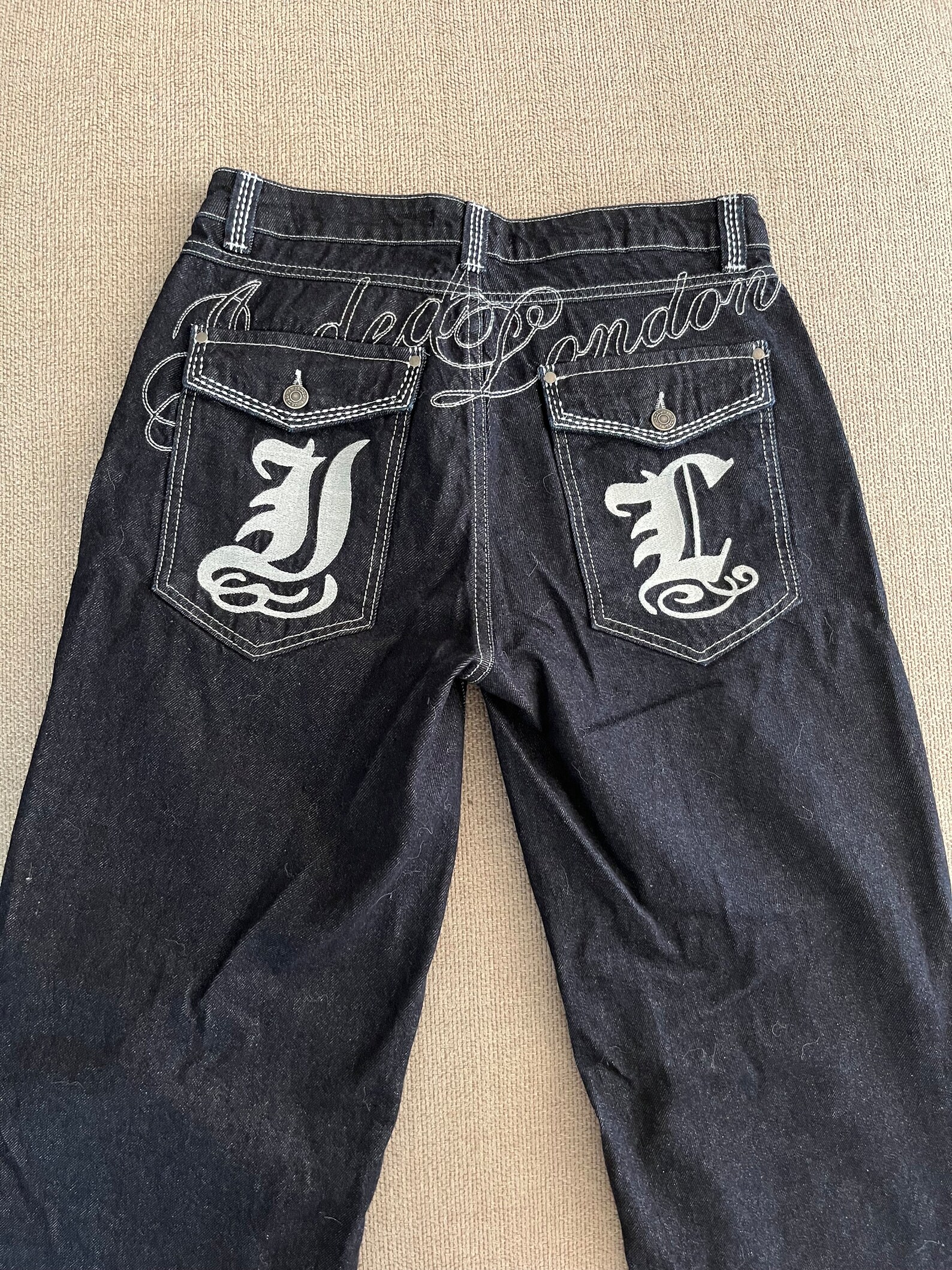Sonic Embroidered Baggy Jeans in Indigo by Jaded London - Etsy