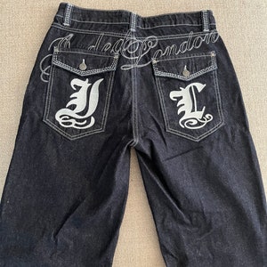 Sonic Embroidered Baggy Jeans in Indigo by Jaded London - Etsy