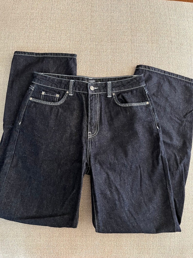 Sonic Embroidered Baggy Jeans in Indigo by Jaded London - Etsy