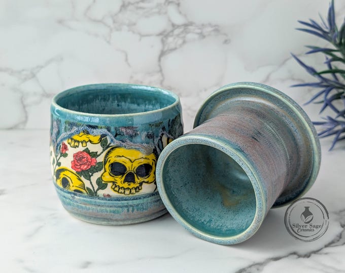 Handmade Skull and Roses Ceramic Butter Dish, Whimsigoth, Gothic ...