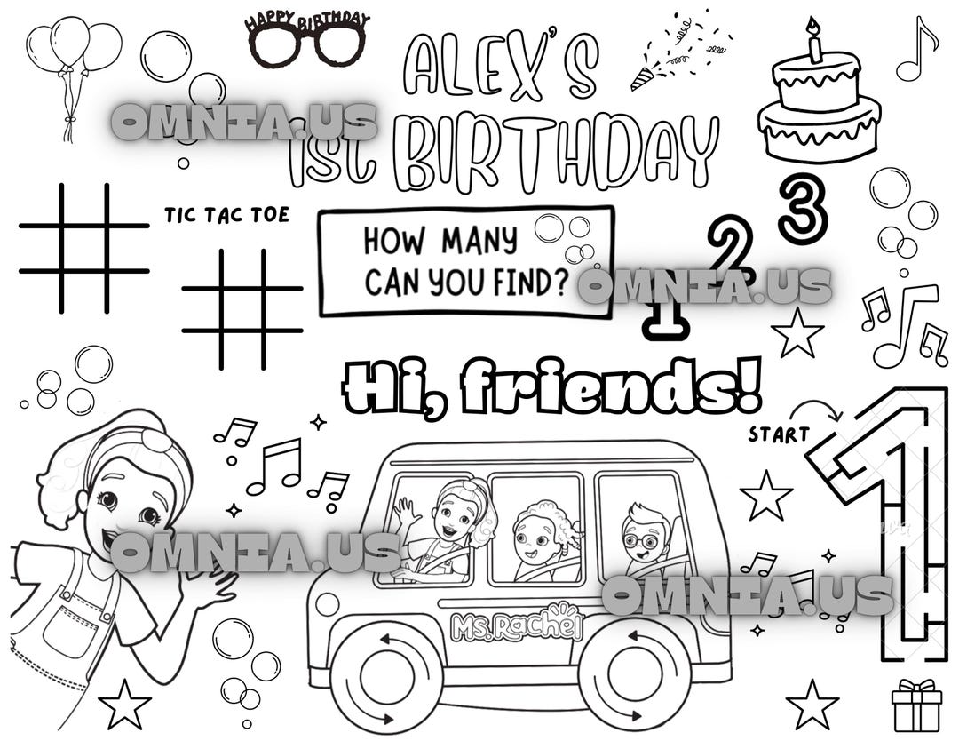 Personalized Ms. Rachel Activity Sheet for Birthdays, Birthday Placemat ...