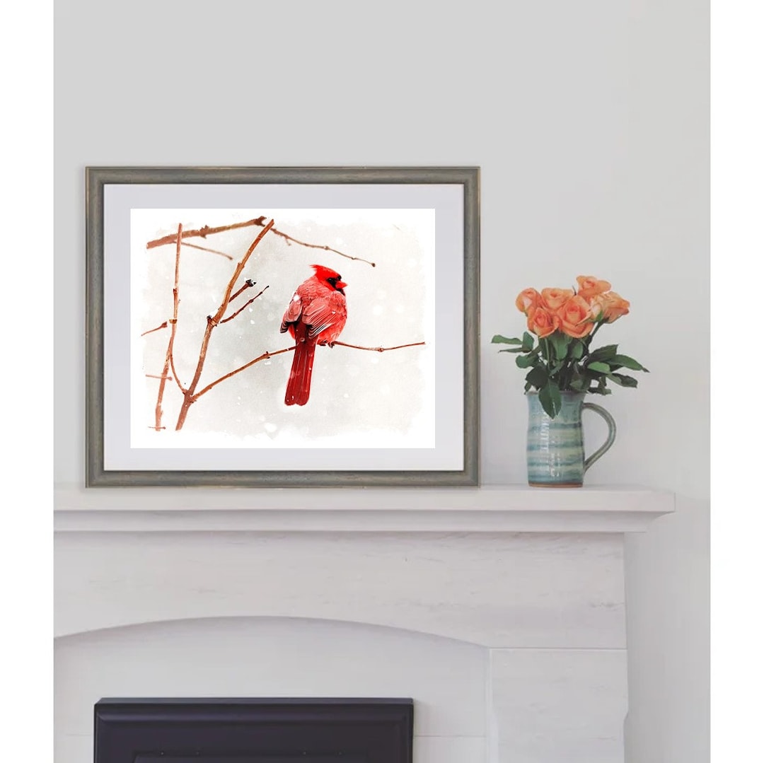 Watercolor Red Cardinal Print, Bird Art Print, Red Cardinal Art Print ...