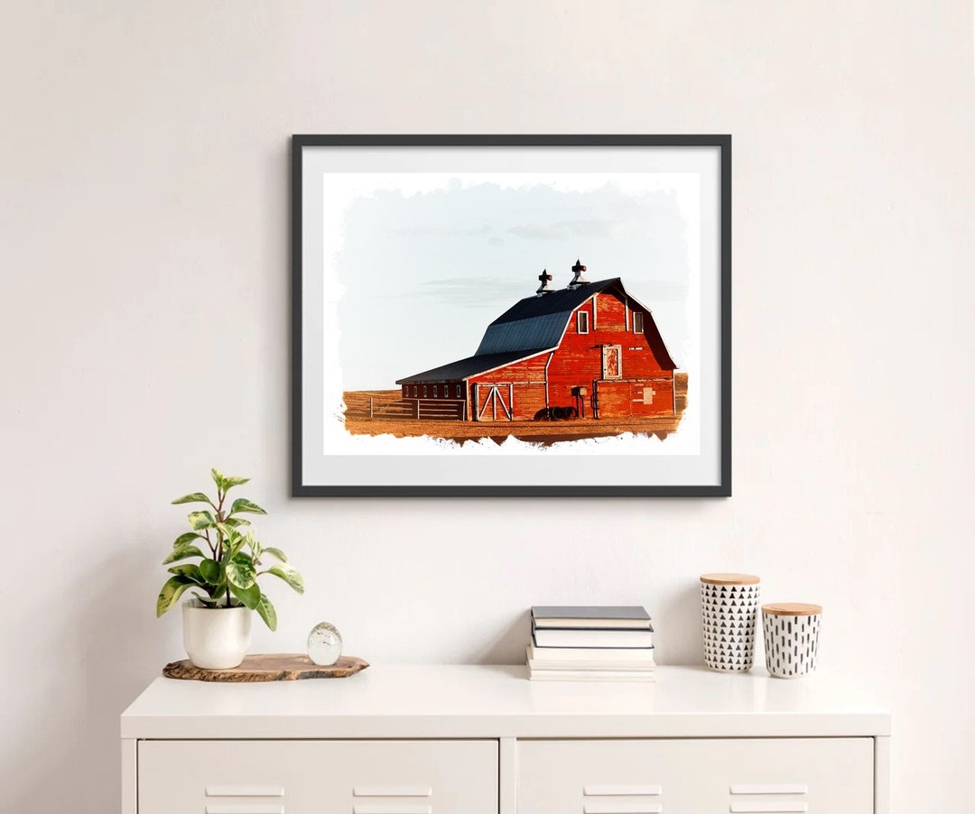 Watercolor Farmhouse Print, Rustic Barn Print, Digital Barn Print ...